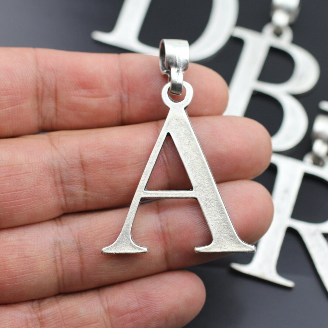 Silver Pendant Letter A 4x4 Cm, Alphabet Charms, Capital Letter ...