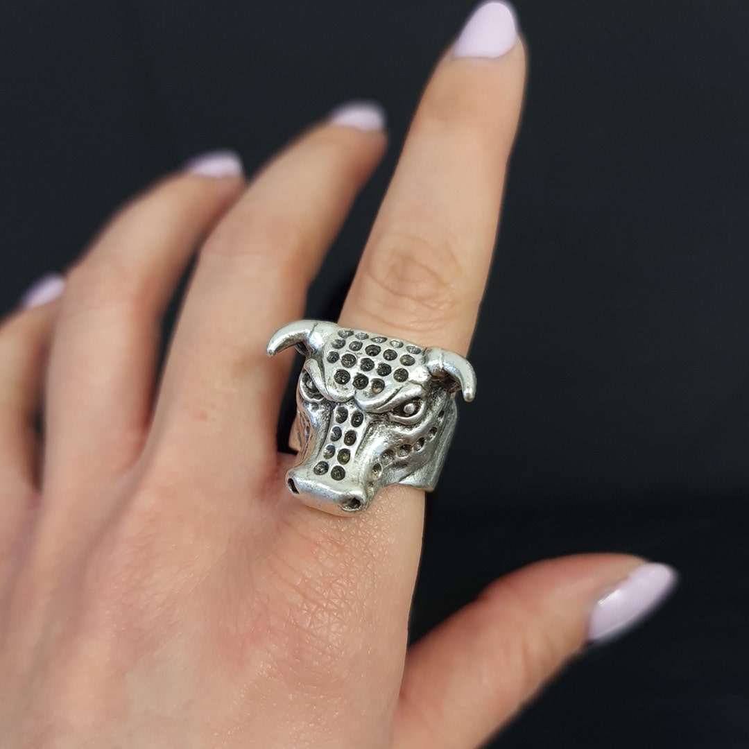 Silver Bull Ring, Texas Longhorns, Animal Ring, Large Bull Head Ring ...