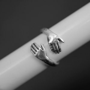 Antique Silver Ring,silver Hand Ring, Statement Jewelry, Hugging Ring ...