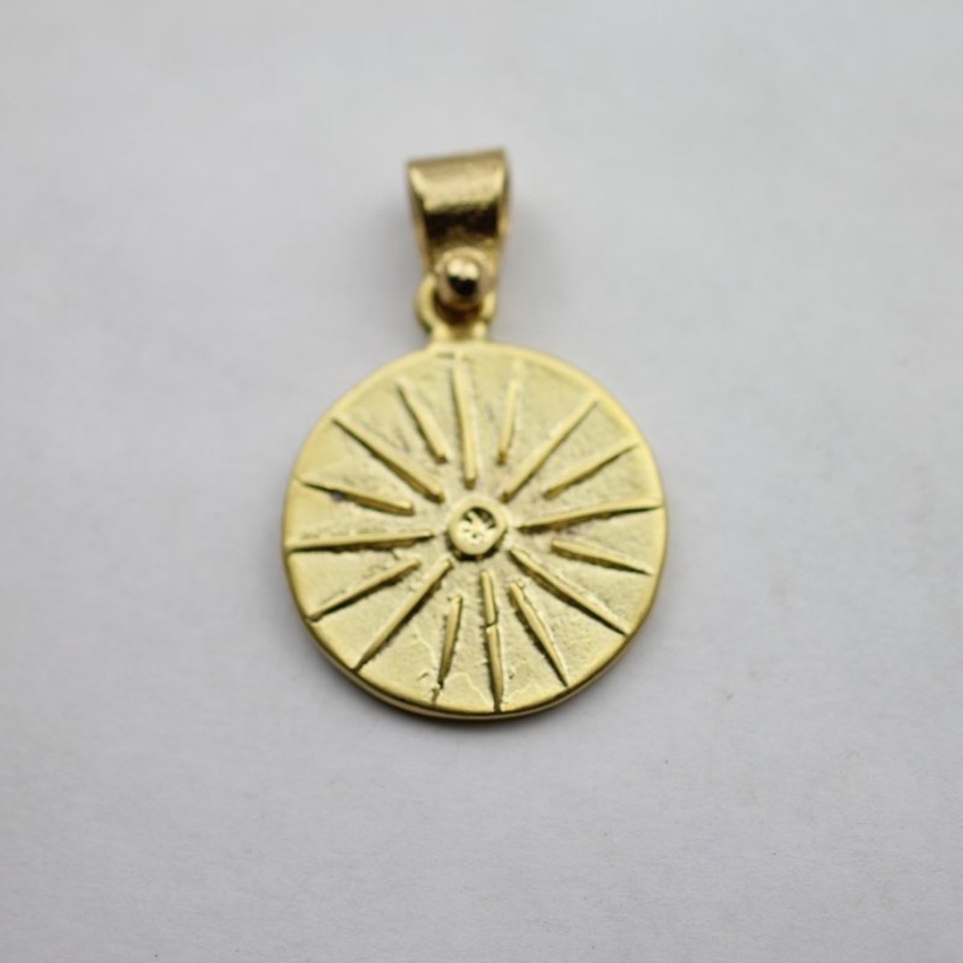 Gold Sun Symbol Pendant, Sunshine Pendant Craft, Gold Plated Pendant ...