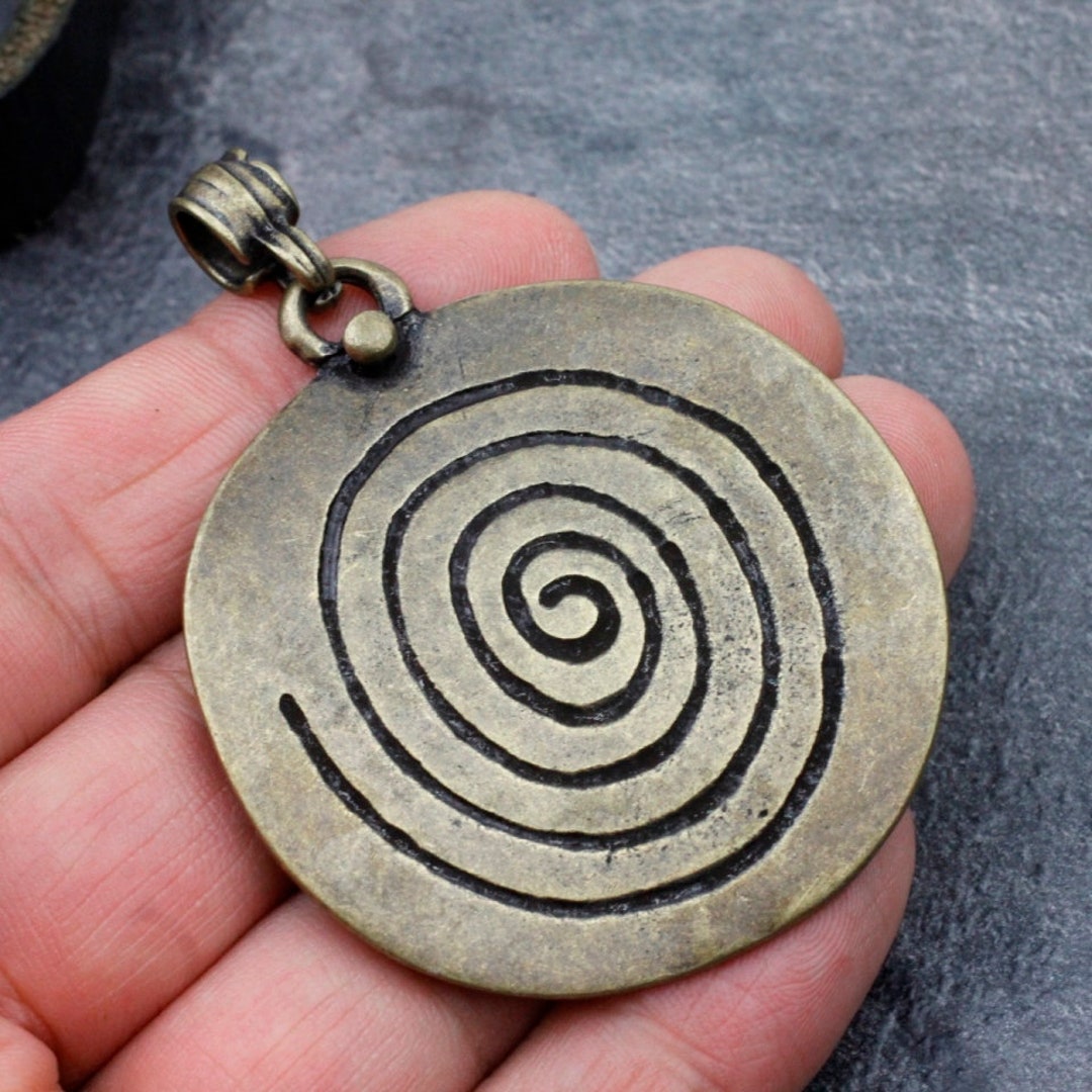 Antique Bronze Big Round Pendant, Spiral Pendant, DIY Pendant, Swirl ...