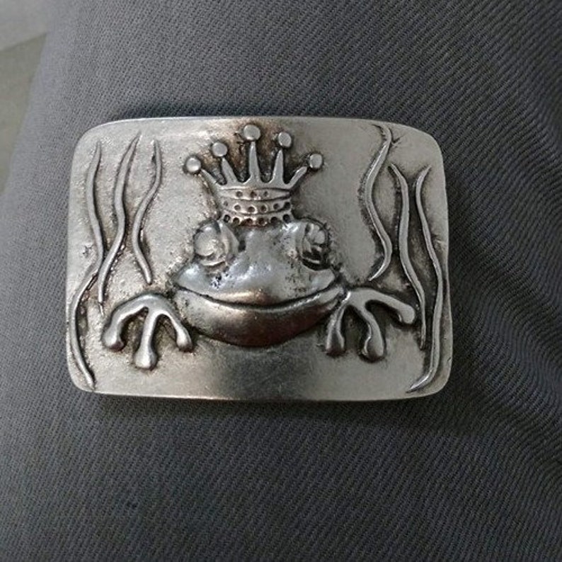 Frog Prince Belt Buckle, Animal Buckle, Silver Belt Buckle, Frog ...