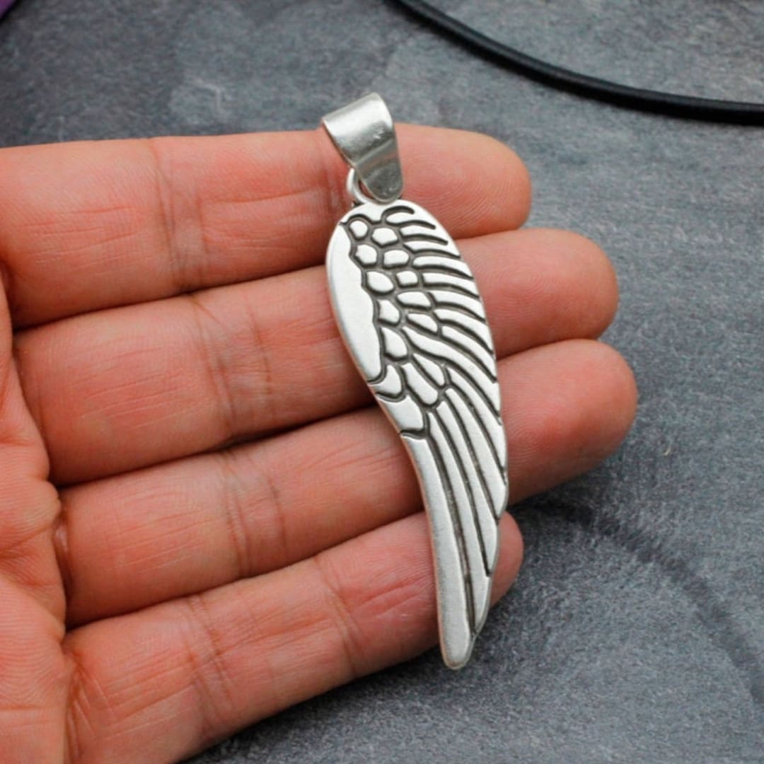 Silver Angel Wing Pendant, Angel Wing Necklace, Wing Charm, Necklace ...