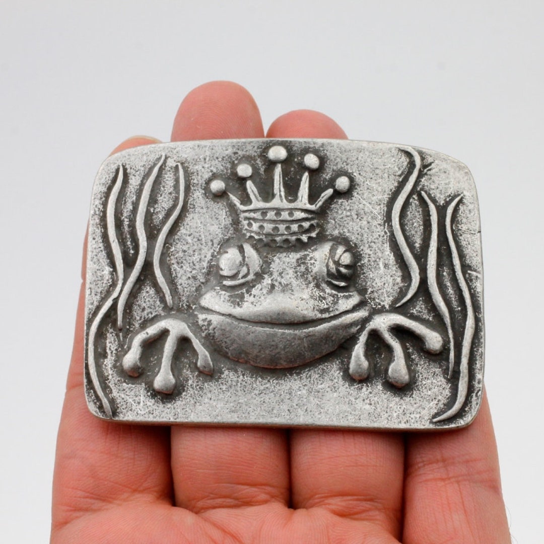 Frog Prince Belt Buckle, Animal Buckle, Dark Silver Belt Buckle, Frog ...