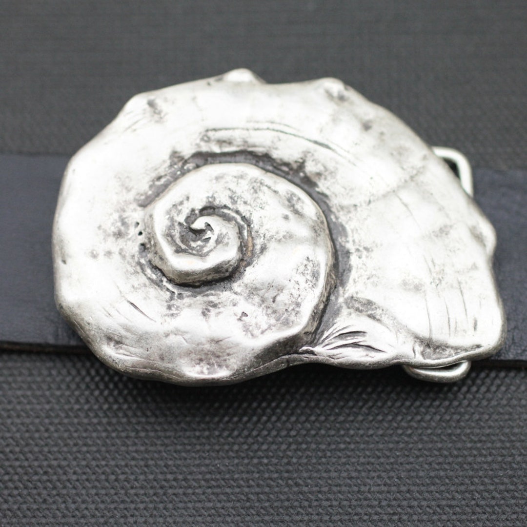 Silver Snail Shell Belt Buckle, Seashell Buckle, Beach Belt Buckle ...