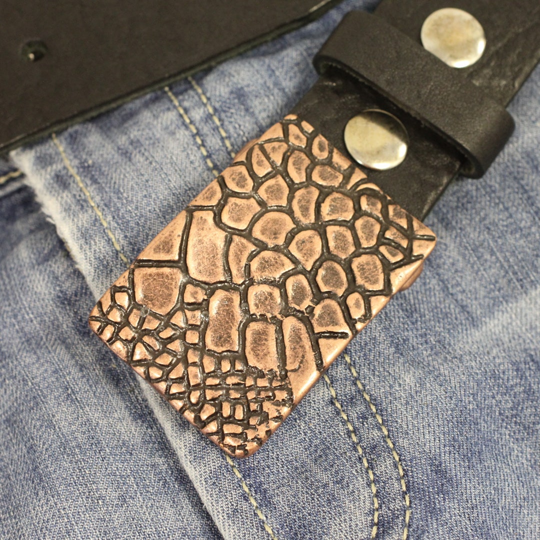 Alligator Skin Belt Buckle, Copper Buckle, Rectangle Belt Buckle, Belt ...