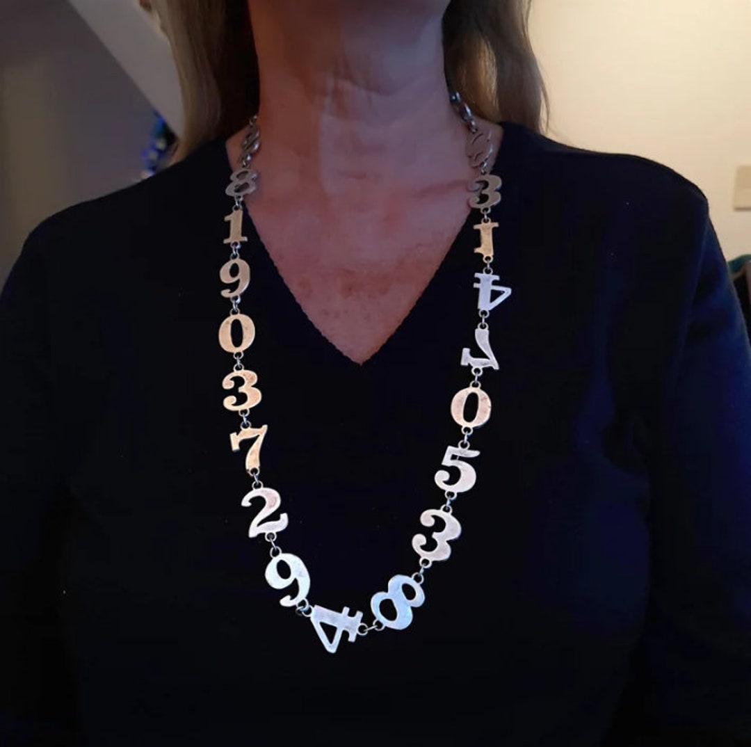 Silver Numbers Necklace, Number Chain Necklace, Stacking Necklace ...