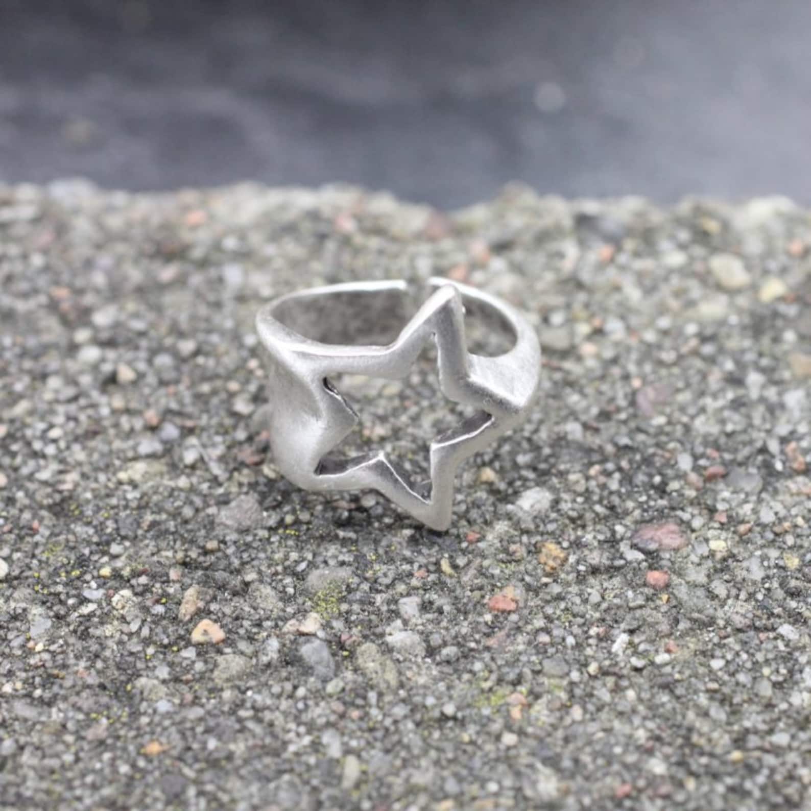 Stern Ring, Silber Stern Ring, Sterling versilbert, Statement Ring ...