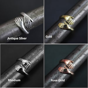 Antique Silver Ring,silver Hand Ring, Statement Jewelry, Hugging Ring ...