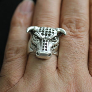 Silver Bull Ring, Texas Longhorns, Animal Ring, Large Bull Head Ring ...