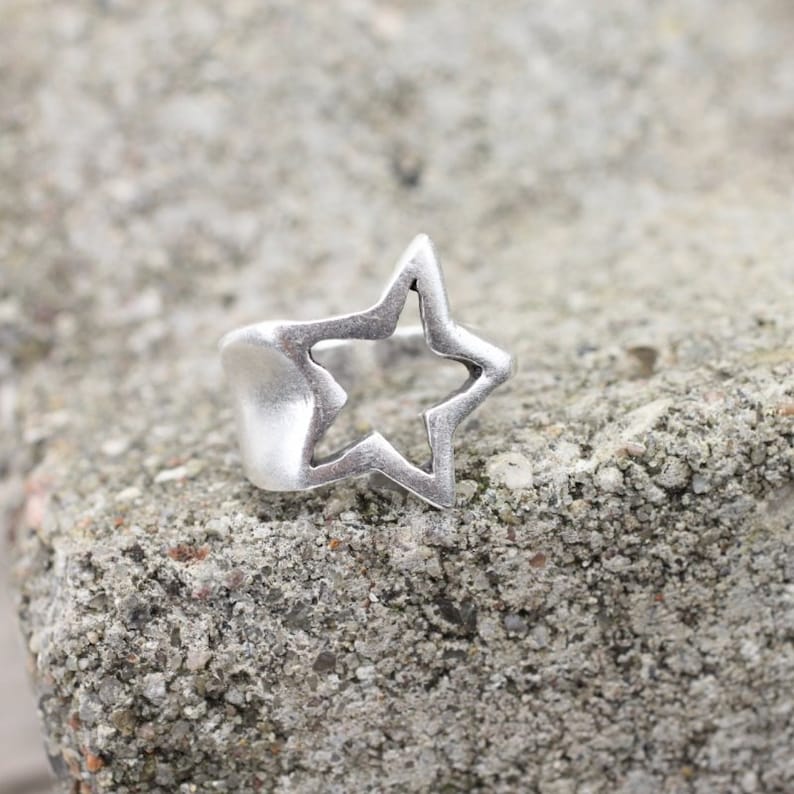 Stern Ring, Silber Stern Ring, Sterling versilbert, Statement Ring ...