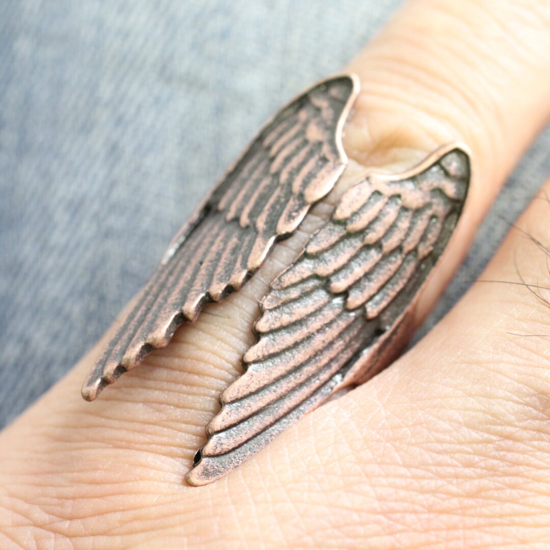 Copper Angel Ring, Angel Wings Jewelry, Angel Ring, Guardian Angel Ring ...