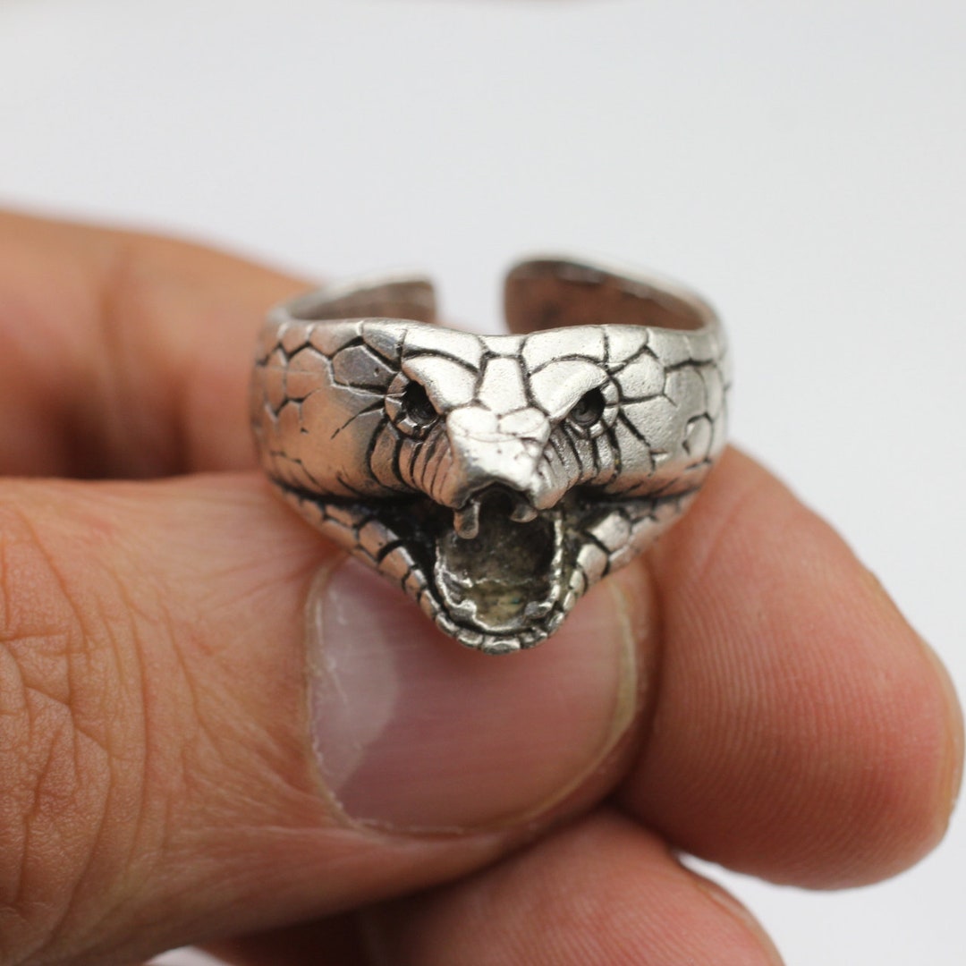 Snake Handmade Sterling Silver Men Ring, Serpent Unique Animal Ring ...