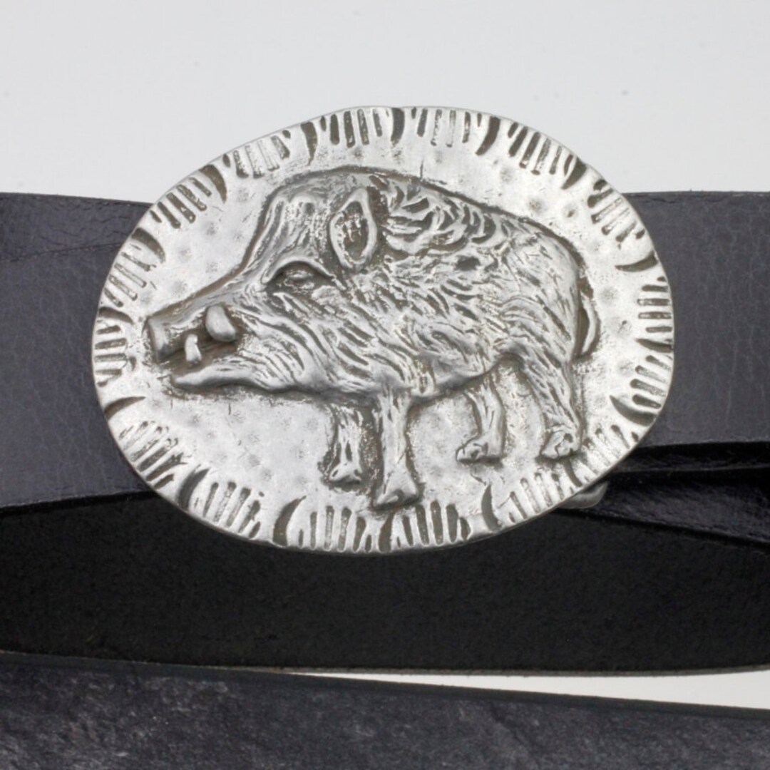 Silver Wild Boar Buckle for Snap Belt, Pig Buckle Fastener, Leather ...