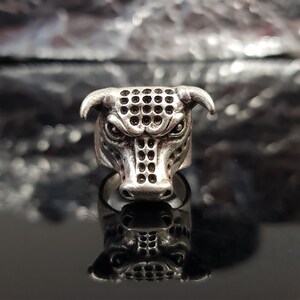 Silver Bull Ring, Texas Longhorns, Animal Ring, Large Bull Head Ring ...