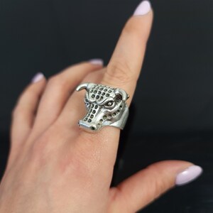 Silver Bull Ring, Texas Longhorns, Animal Ring, Large Bull Head Ring ...