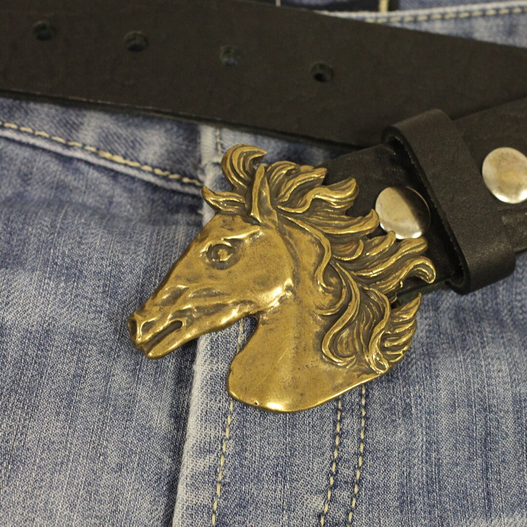 Bronze Horse Belt Buckle for Snap Belt, Horse Accesories, Cowboy Belt ...