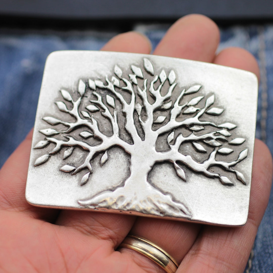 Vintage Engraved Tree Belt Buckle - Landscape - Giving - Cypress Oak ...