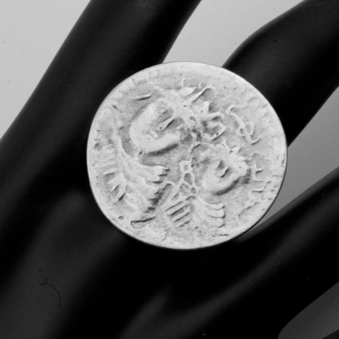 Ancient Silver Ring, Old Coin Ring, Antique Ring, Vintage Ring, Round ...