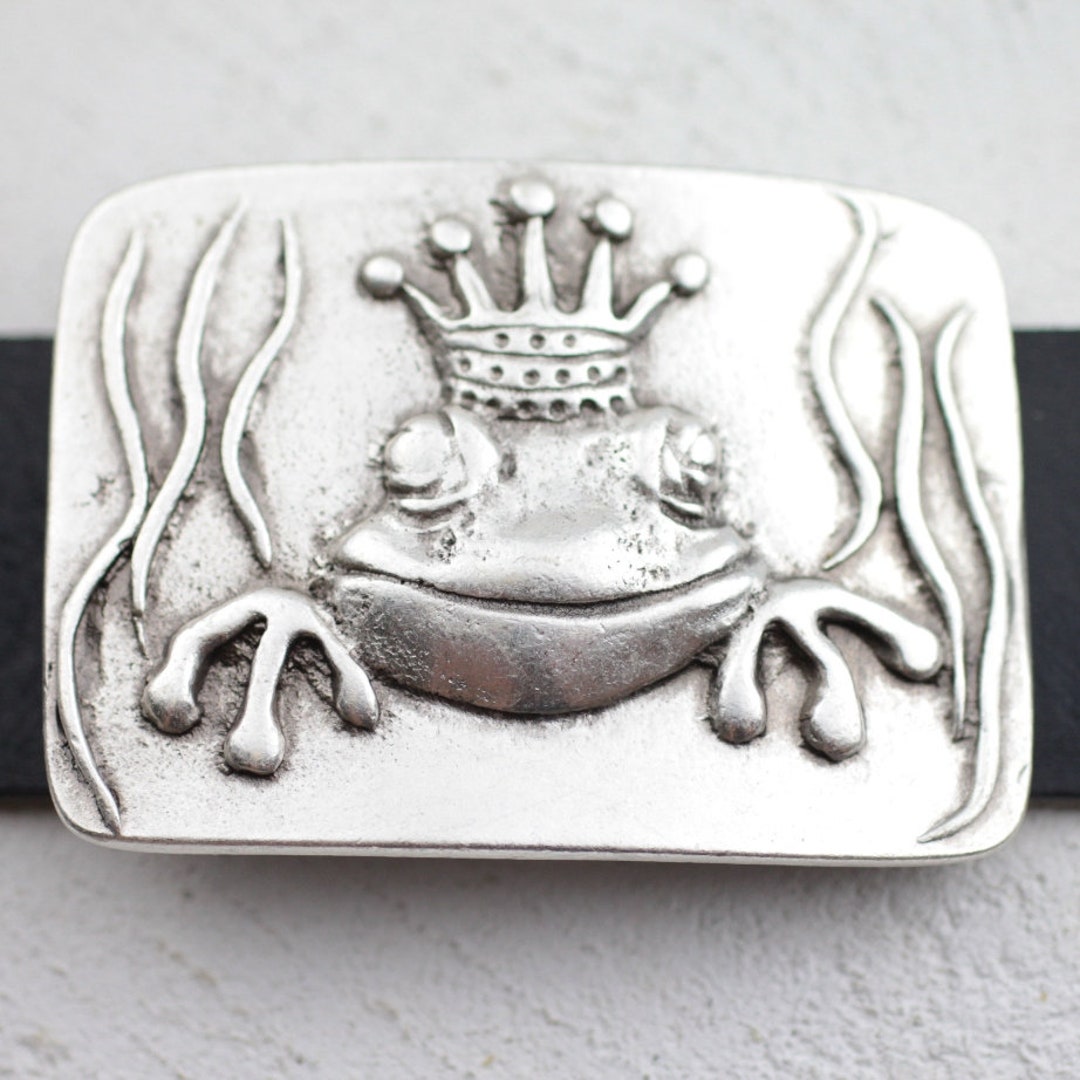 Frog Prince Belt Buckle, Animal Buckle, Silver Belt Buckle, Frog ...