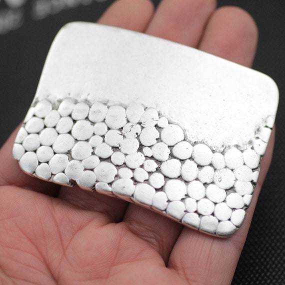 Silver Belt Buckle, Bubble Belt Buckle, Rectangle Bel… - Gem