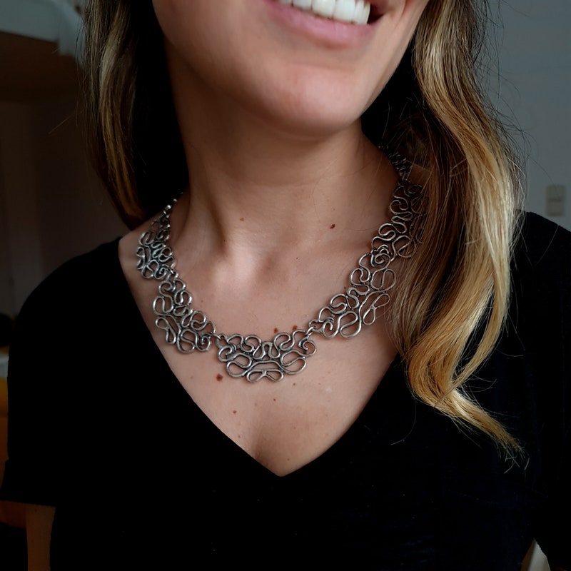 Silver Statement Necklace - Etsy