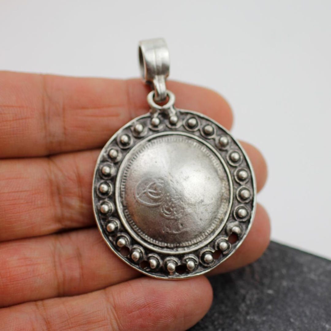 Silver Shield Pendant, Medallion Pendant, Ottoman Empire Sign Pendant ...