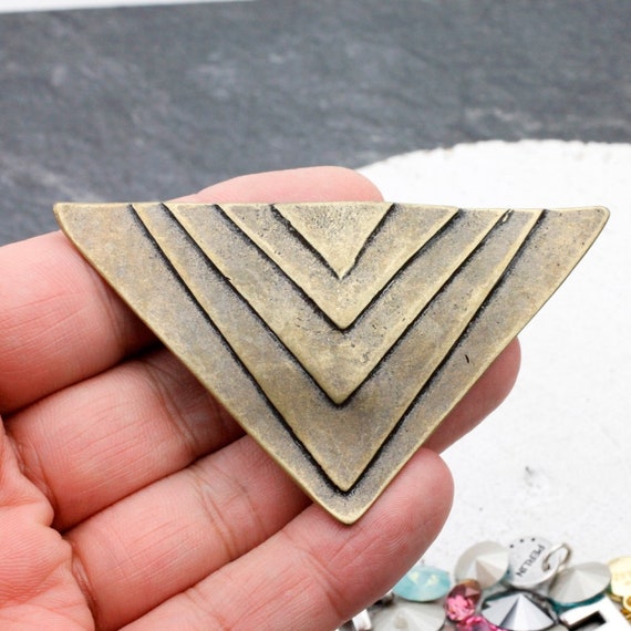 Bronze Triangle Pendant, Geometric Pendant, Boho Neck… - Gem