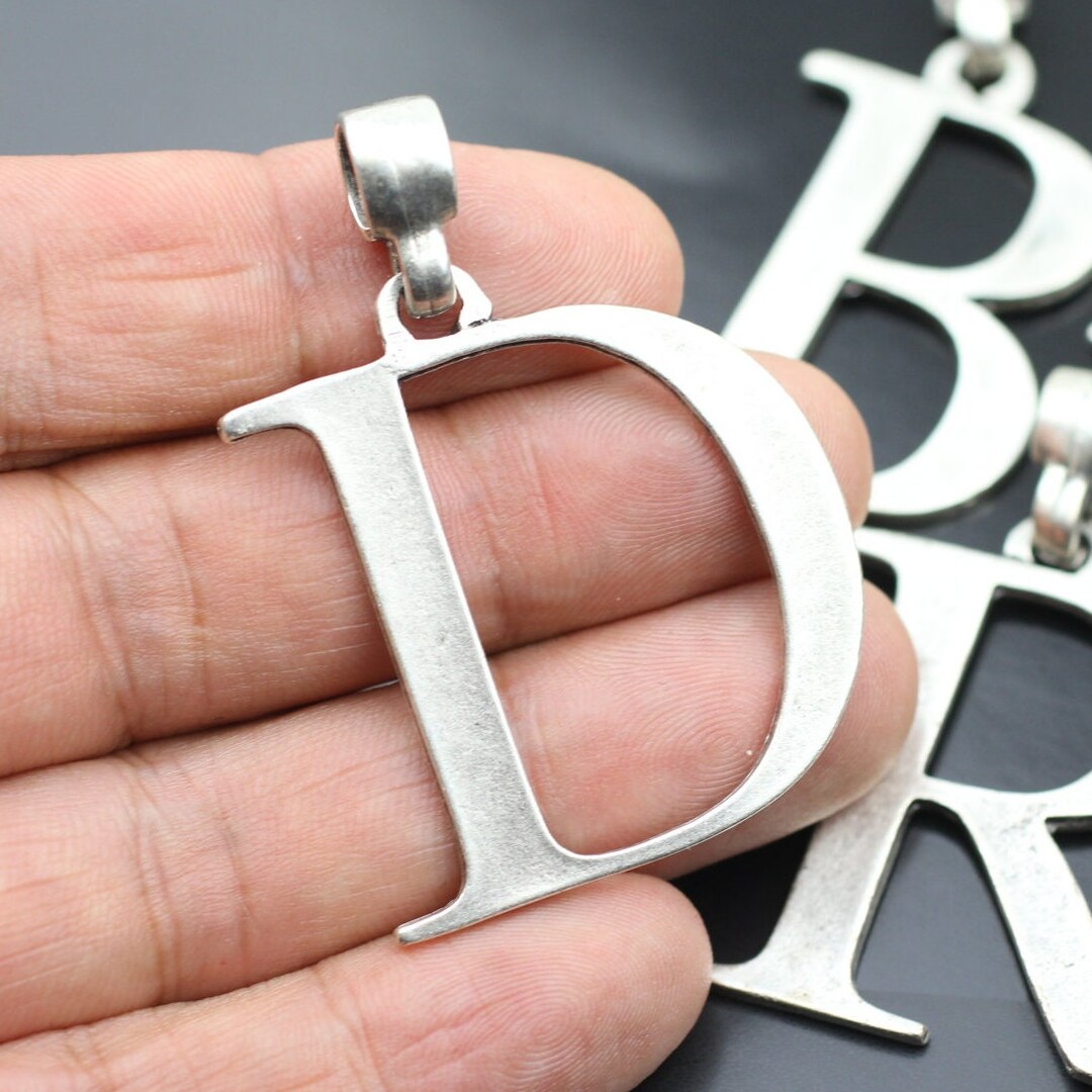 Silver Pendant Letter D, Alphabet Charm, Capital Letter, Personalized ...