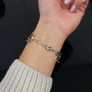 Silver Star Bracelet, Star Chain Bracelet, Starry Bracelet, Star ...