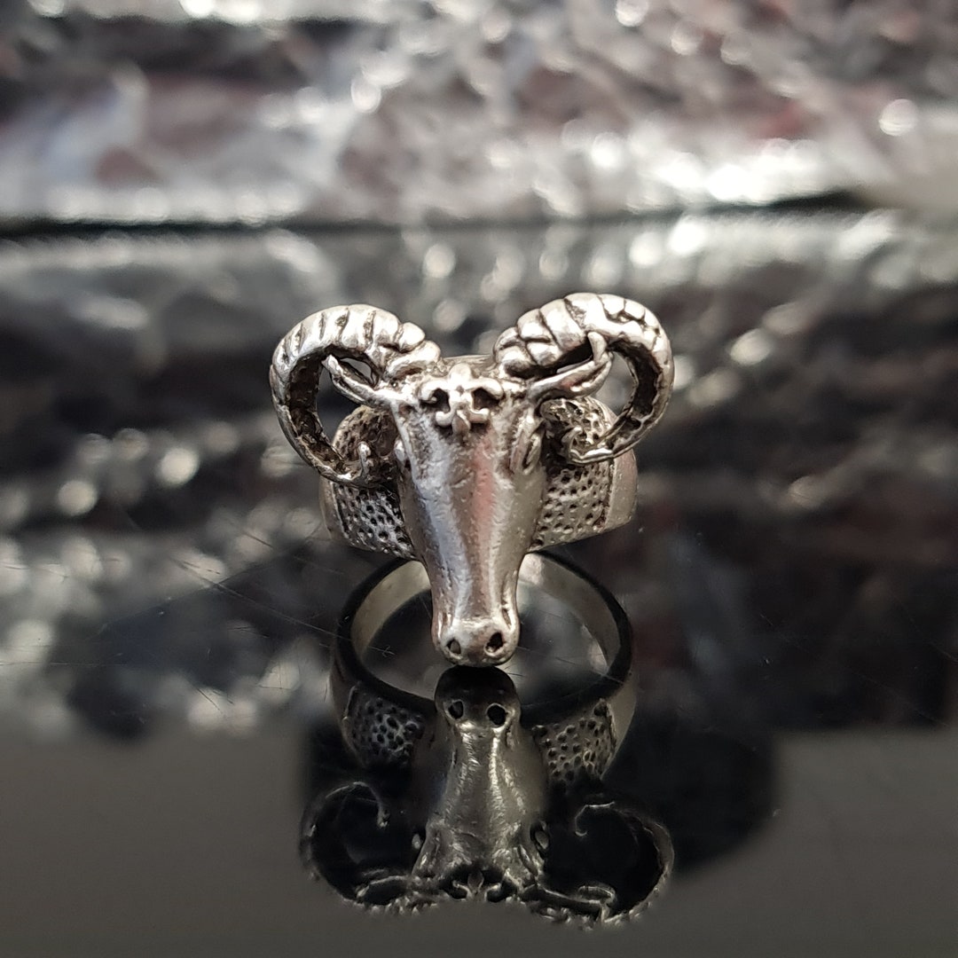 Silver Ram Ring, Ram Skull Wrap Ring, Solid Hand Cast Silver Plated ...