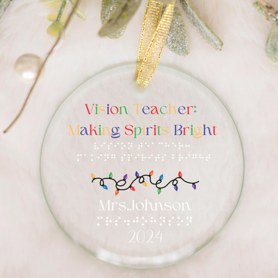Personalized Vision Teacher Ornament: Making Spirits Bright Glass ...