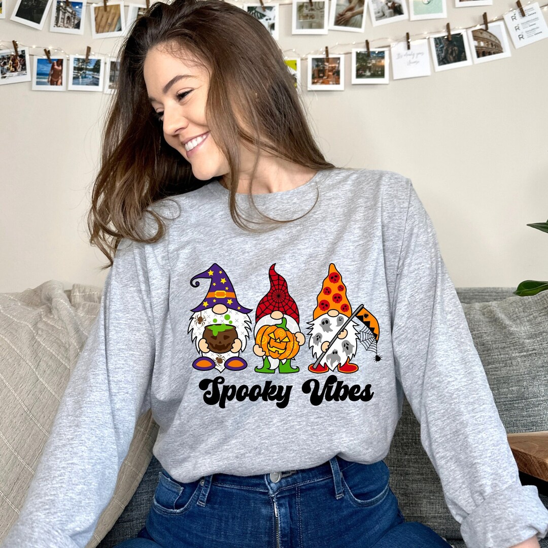 Halloween Gnome Shirt, Spooky Halloween Season Shirt, Spooky Vibes ...
