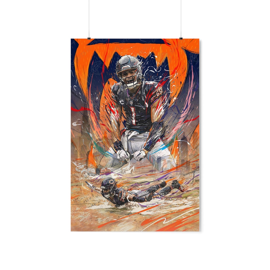 Justin Fields POSTER Slip N' Slide Chicago Bears - Etsy