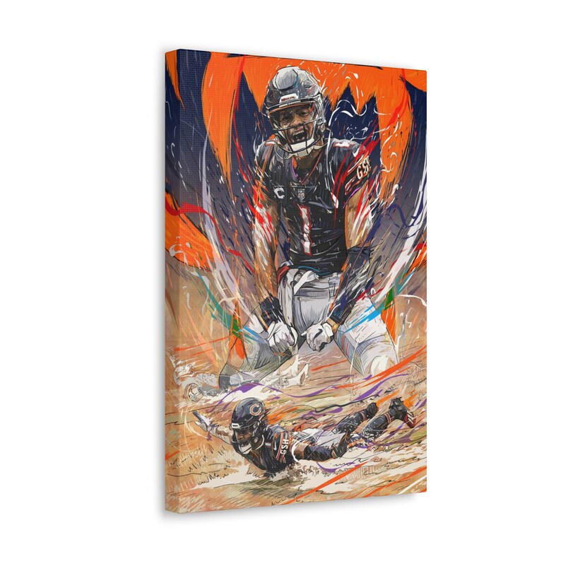 Justin Fields Slip N' Slide Sports Wall Art Canvas Chicago Bears Gift ...