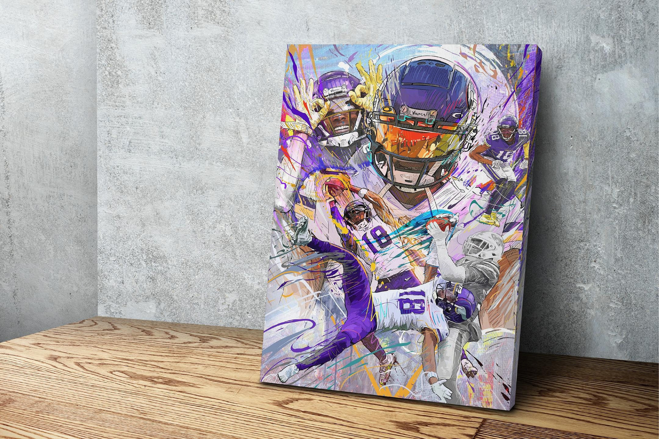 Justin Jefferson Canvas Catch of the Year Griddy Sports Wall Art Man ...