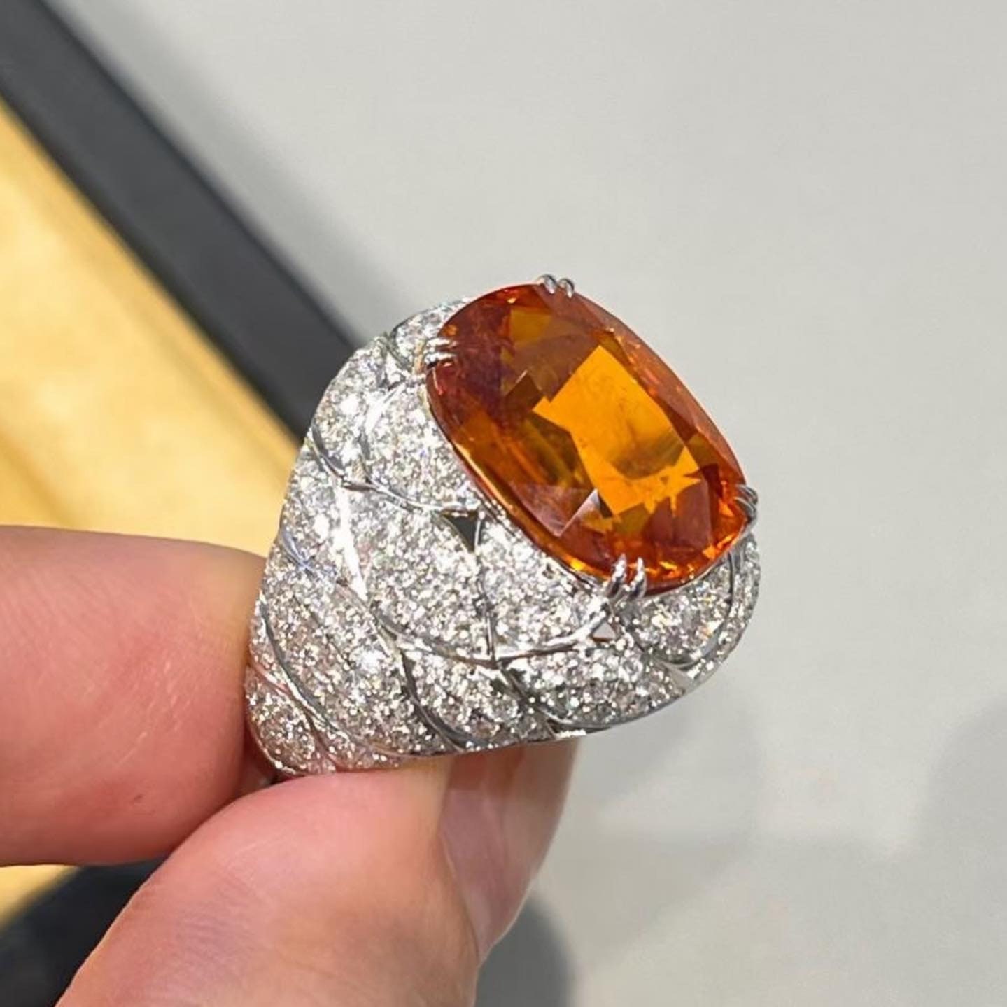 Very Luxurious Spessartite Garnet Ring Vintage and Unique Design Luxury ...