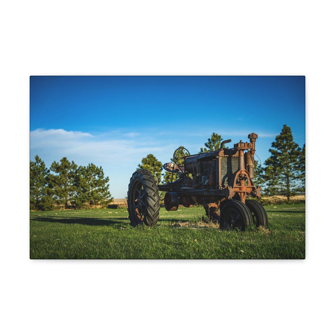 Picture of Old Tractor Canvas Print Rustic Landscape Artwork Farmhouse ...
