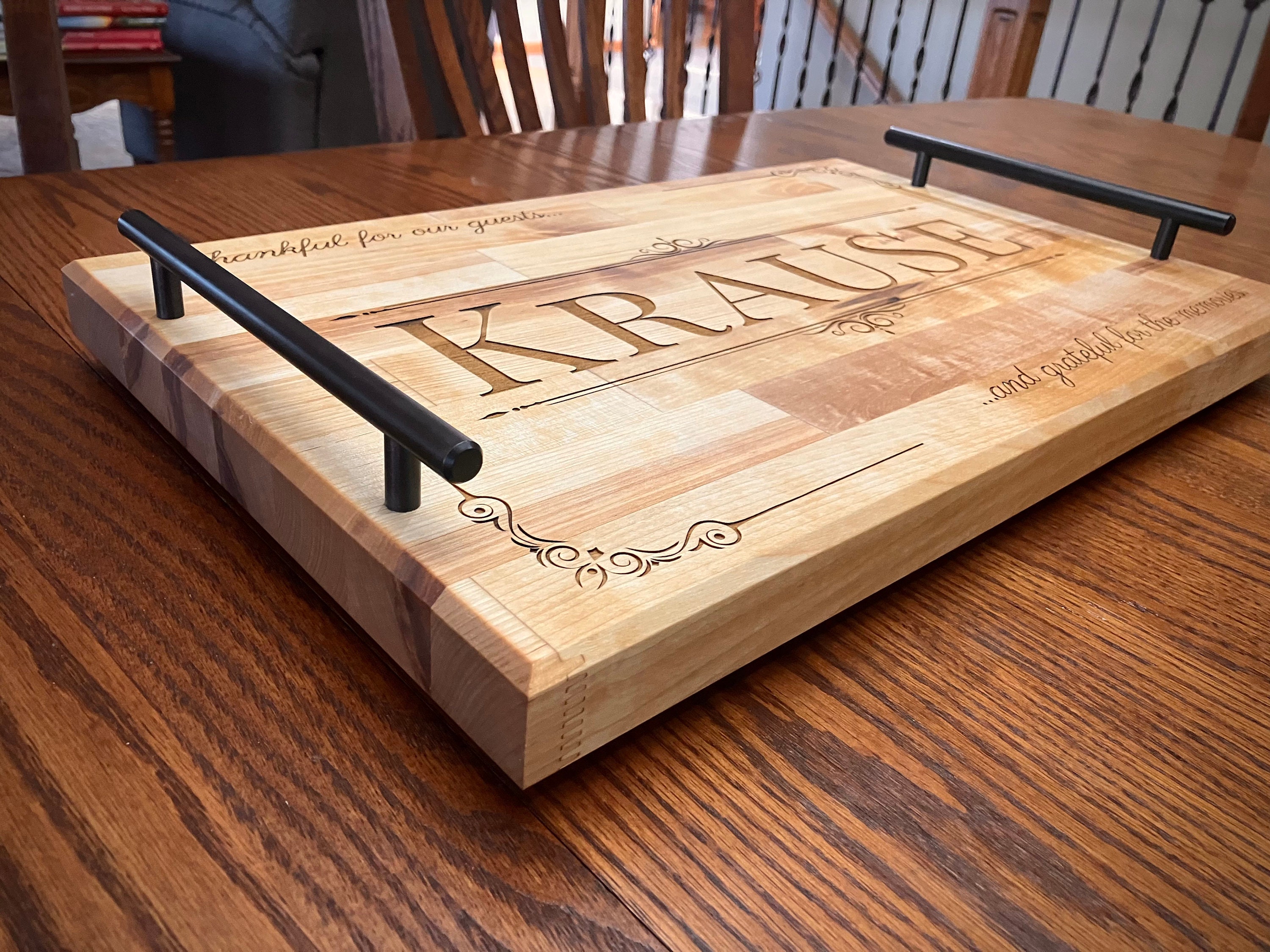 Personalized Wood Serving Tray Wood Centerpiece Wood Server Butcher ...