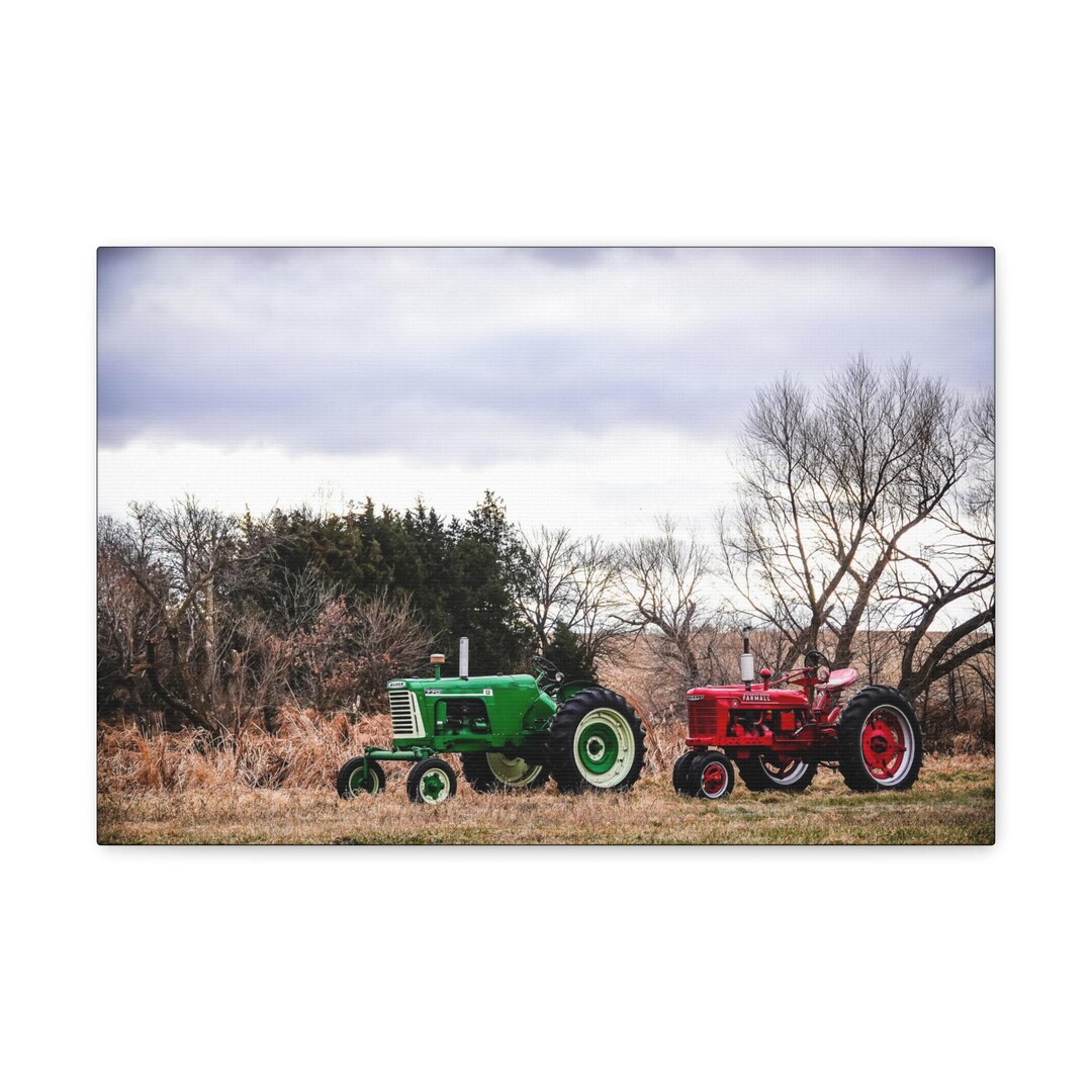 Oliver 770 and Farmall H Vintage Tractor Canvas Print Farmhouse Wall ...