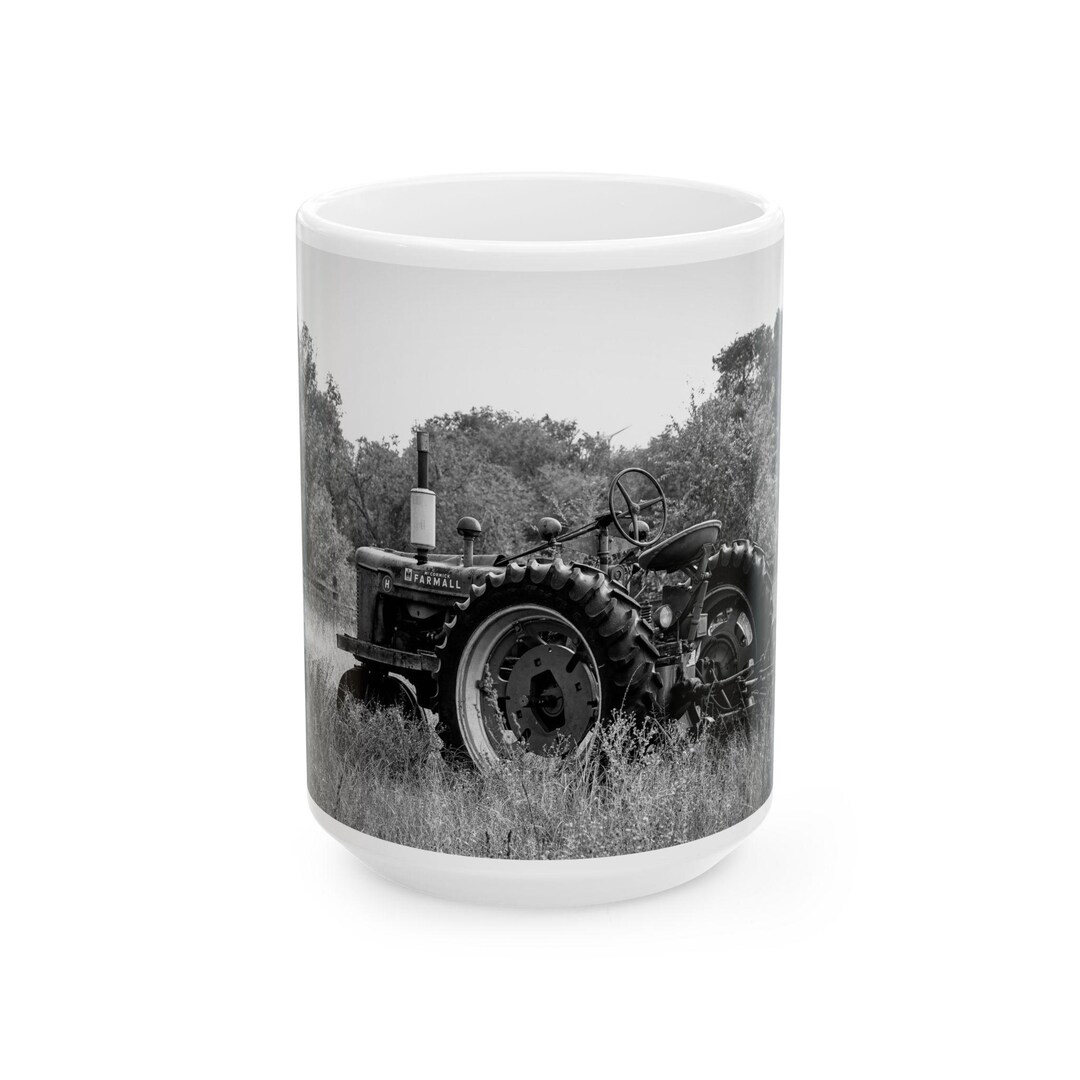 Vintage Farmall H Tractor Black & White Large Coffee Mug 15oz Coffee ...