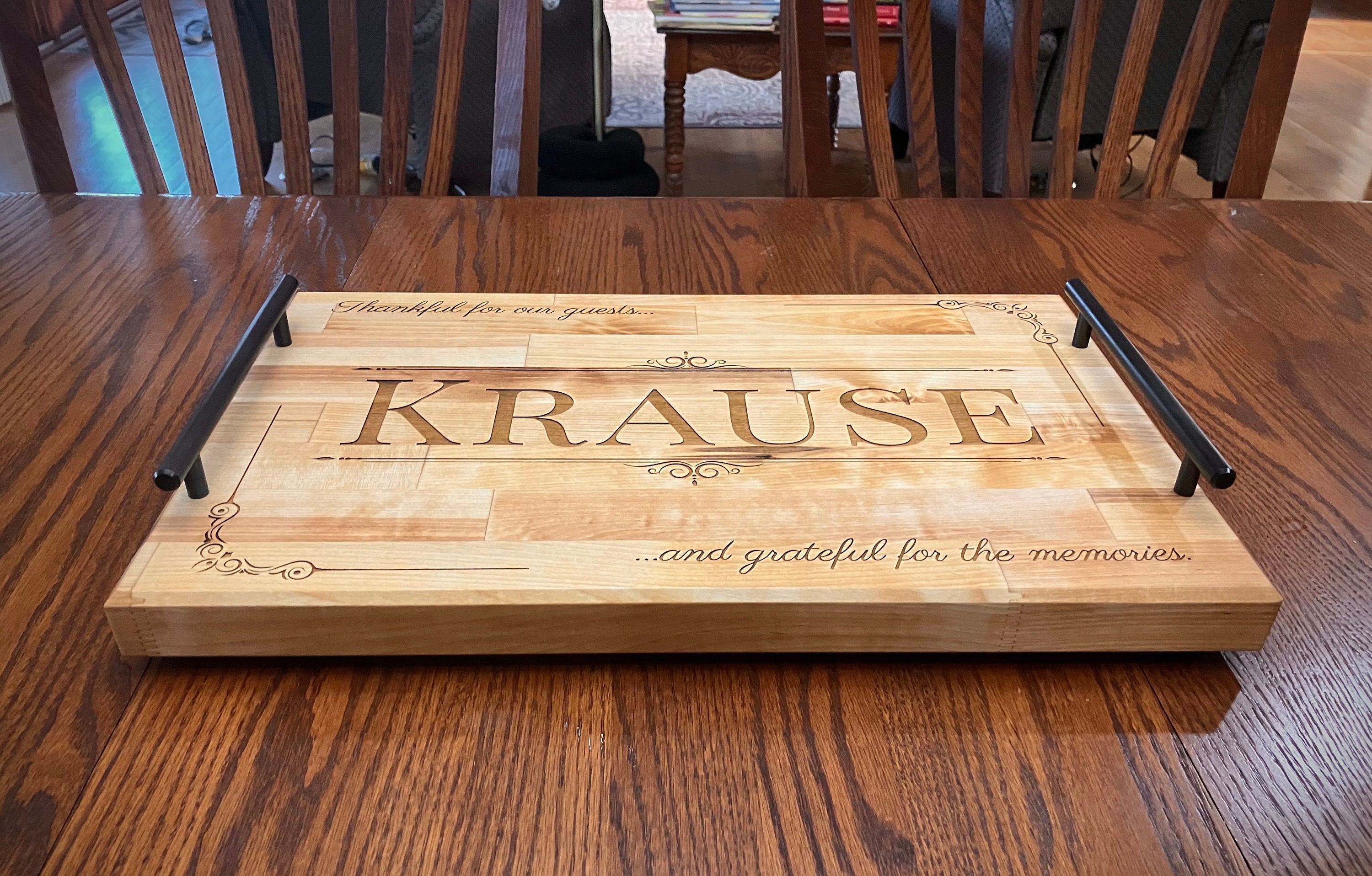 Personalized Wood Serving Tray Wood Centerpiece Wood Server Butcher ...