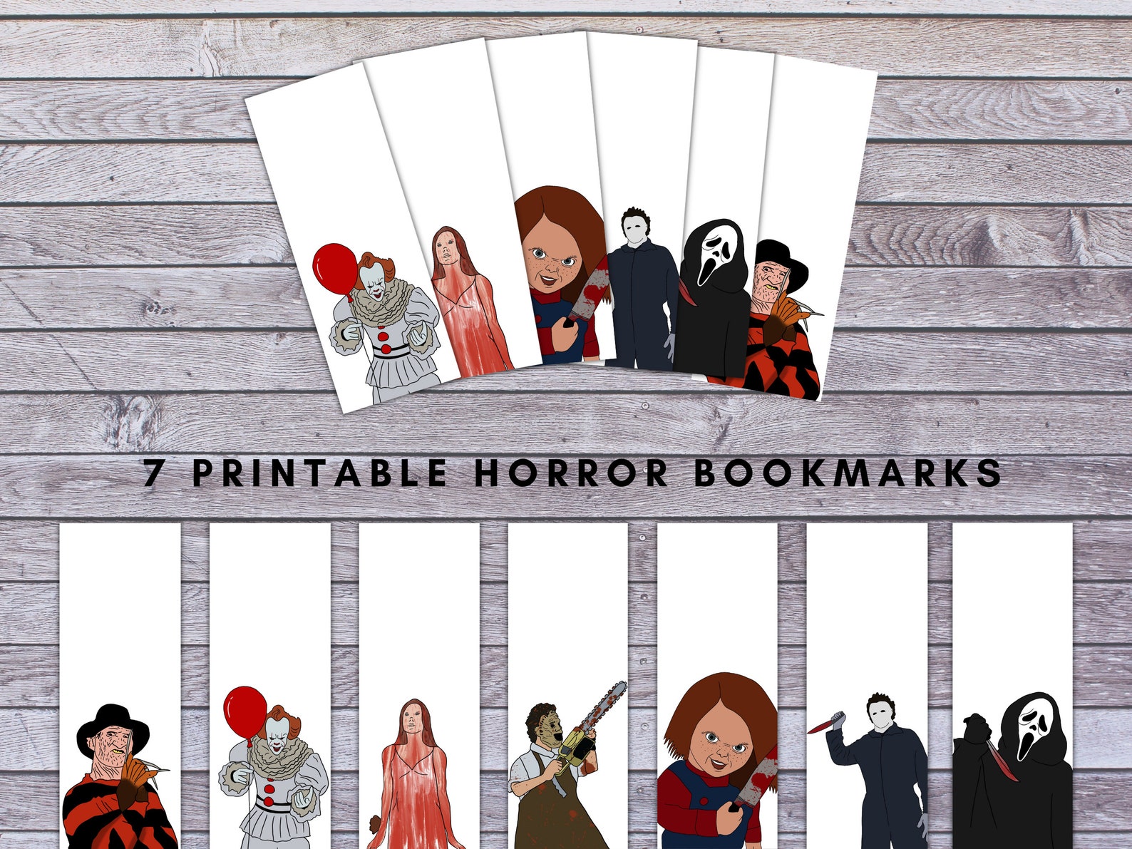 Printable Horror/halloween Bookmarks Instant Download - Etsy