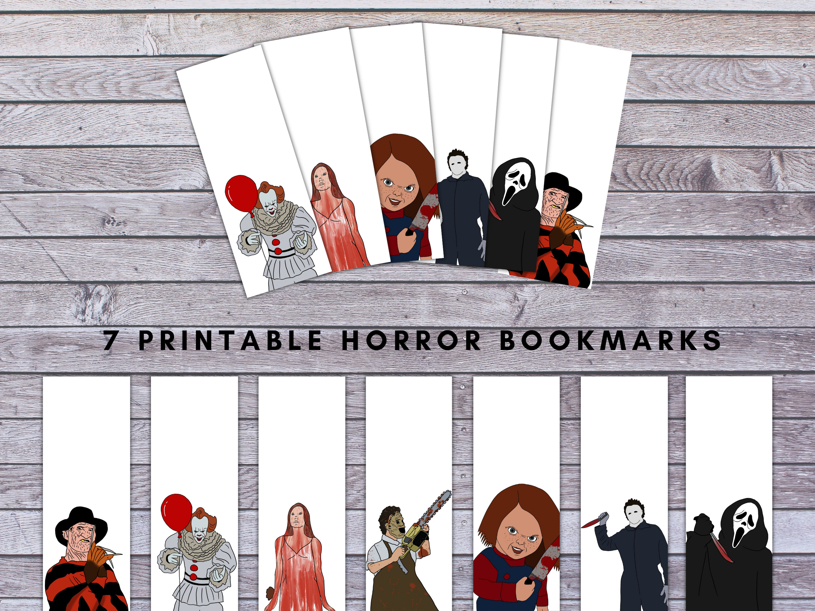 Printable Horror/halloween Bookmarks Instant Download - Etsy