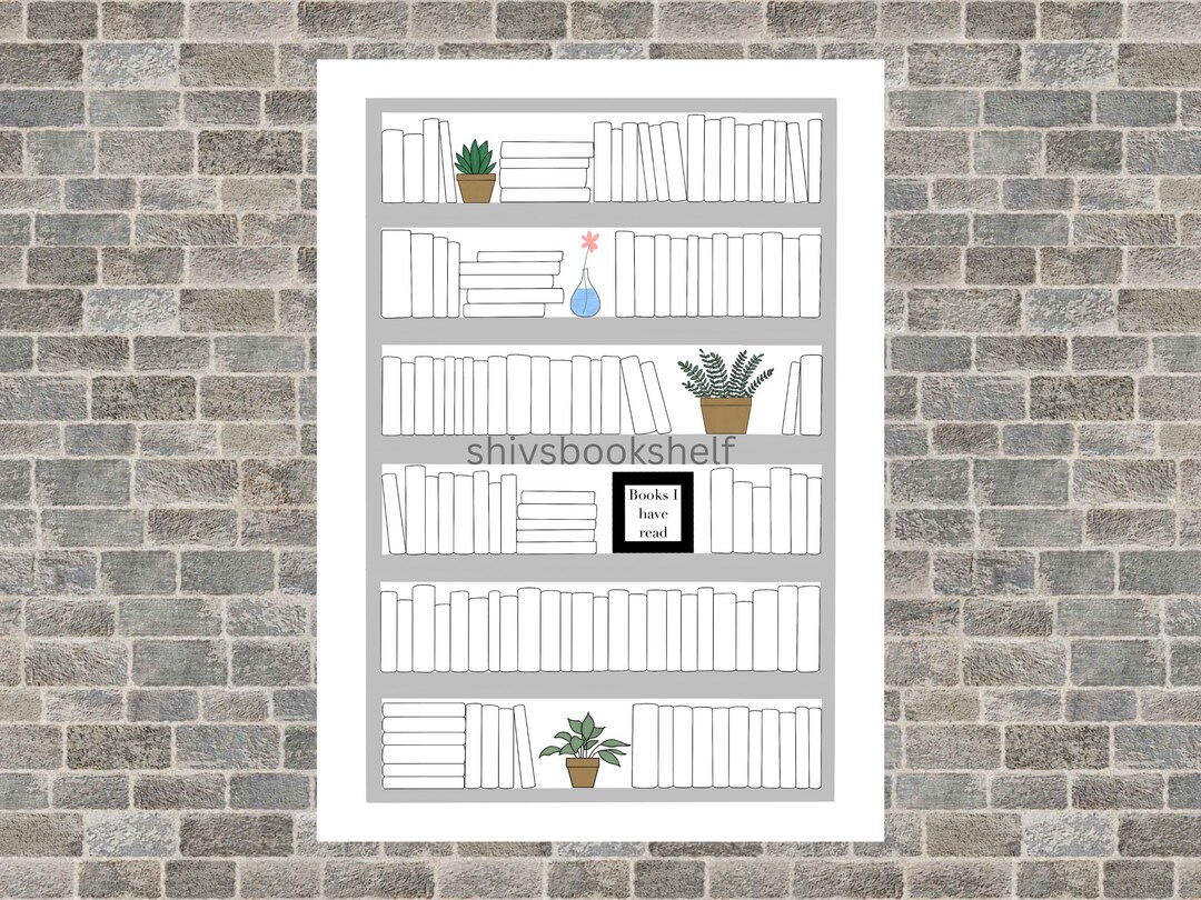 Digital Download, Bookshelf, Book Spines, Reading Book Tracker, Planner ...