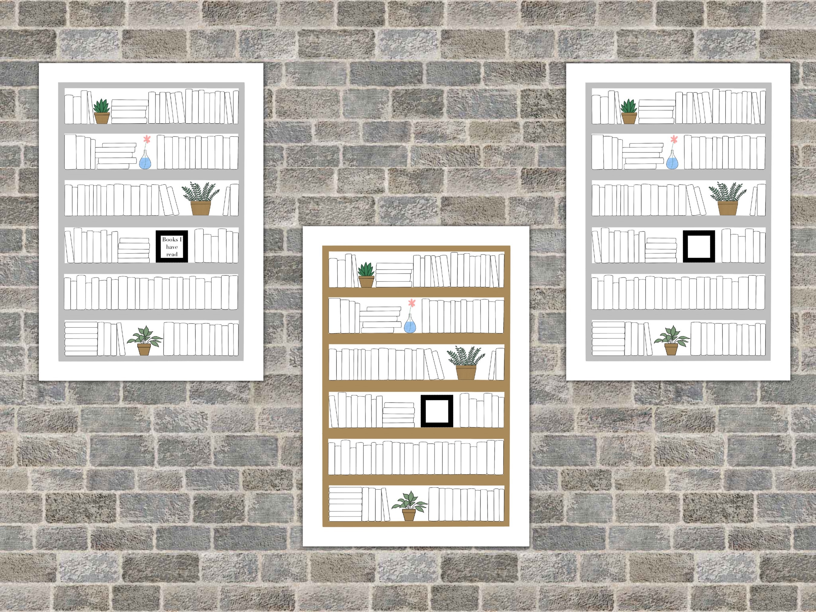 Digital Download, Bookshelf, Book Spines, Reading Book Tracker, Planner ...