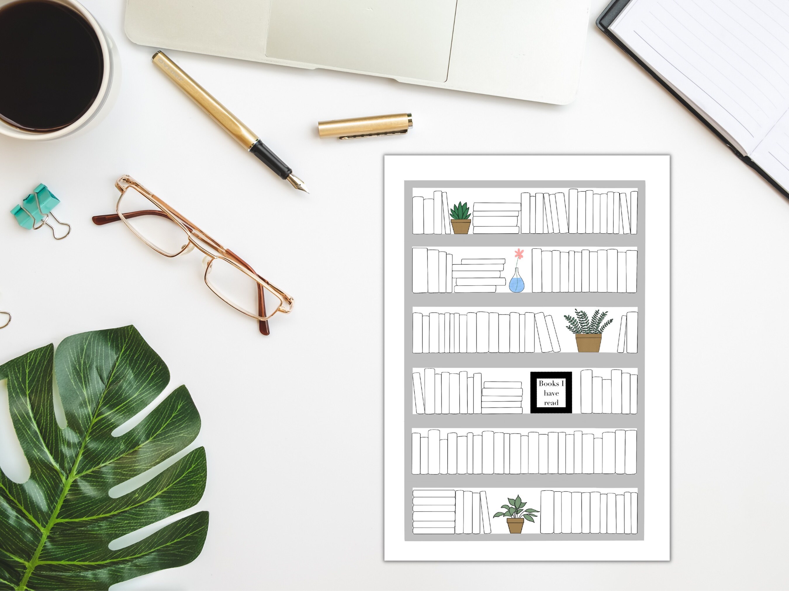 Digital Download, Bookshelf, Book Spines, Reading Book Tracker, Planner ...