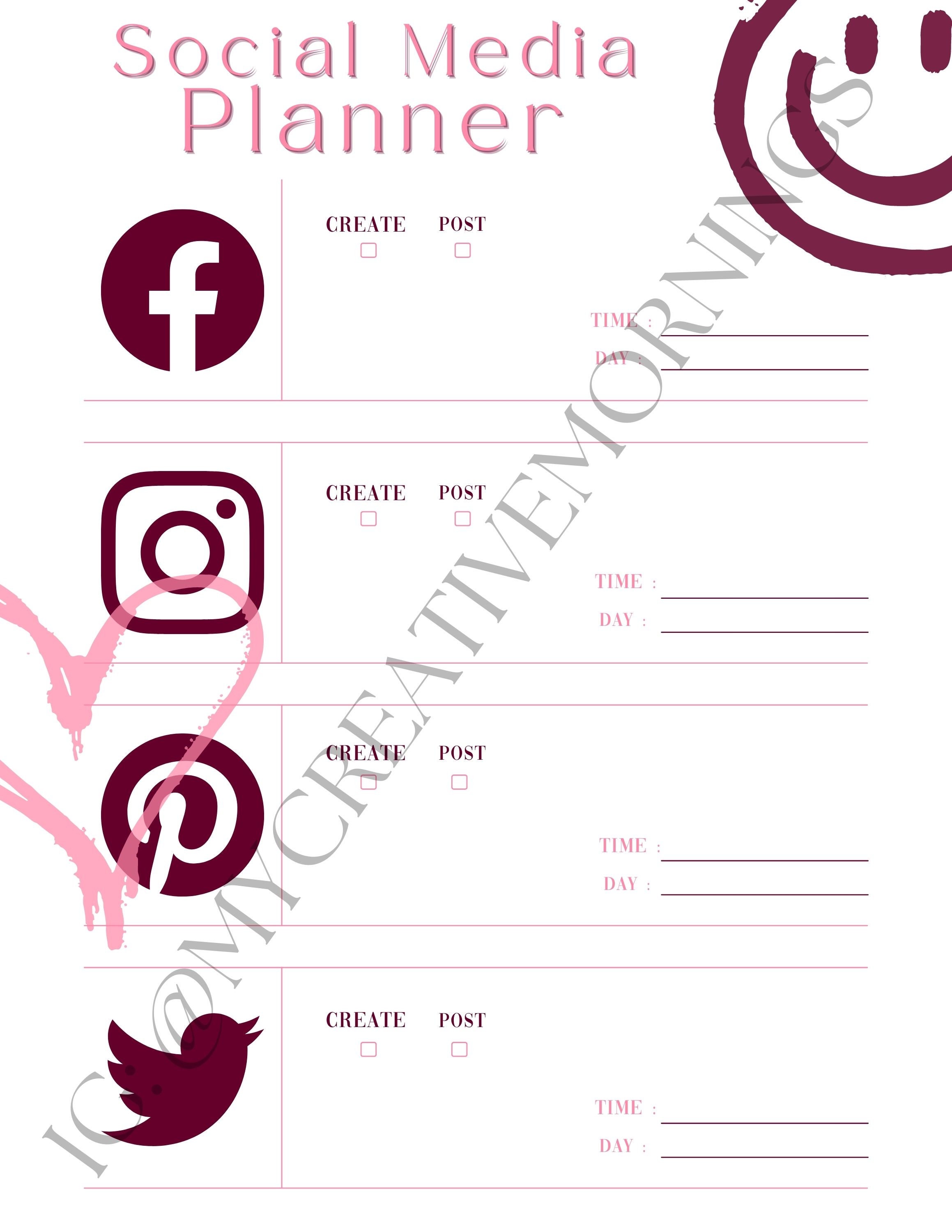 Digital Printable Daily Social Media Post Planner - Etsy