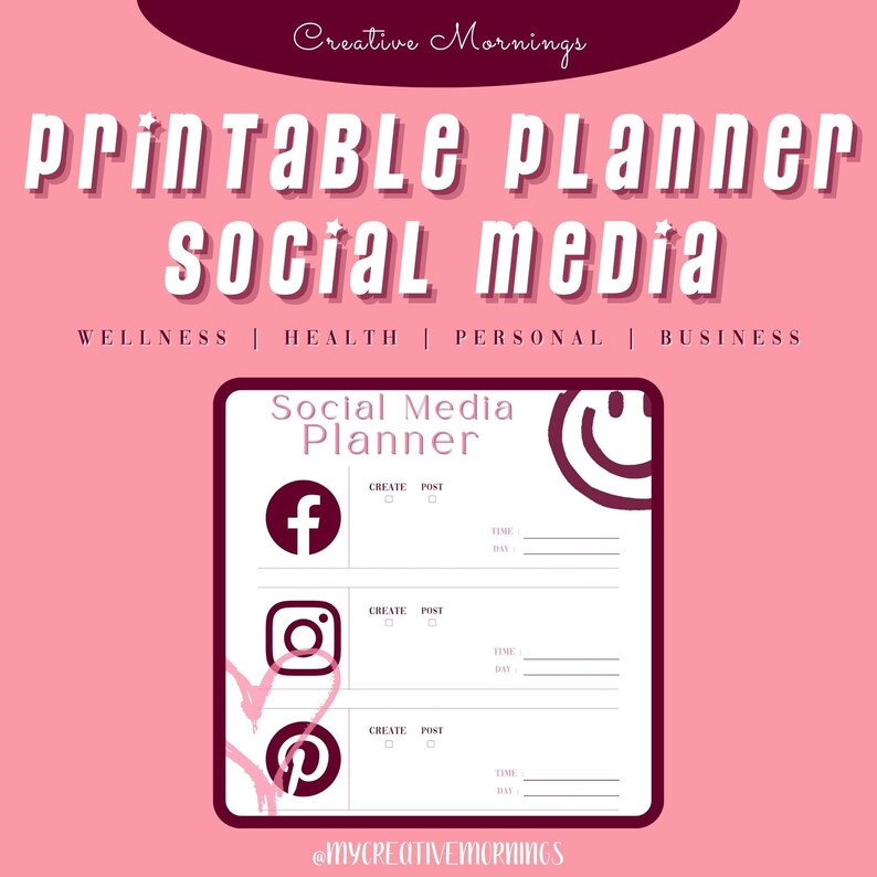 Digital Printable Daily Social Media Post Planner - Etsy