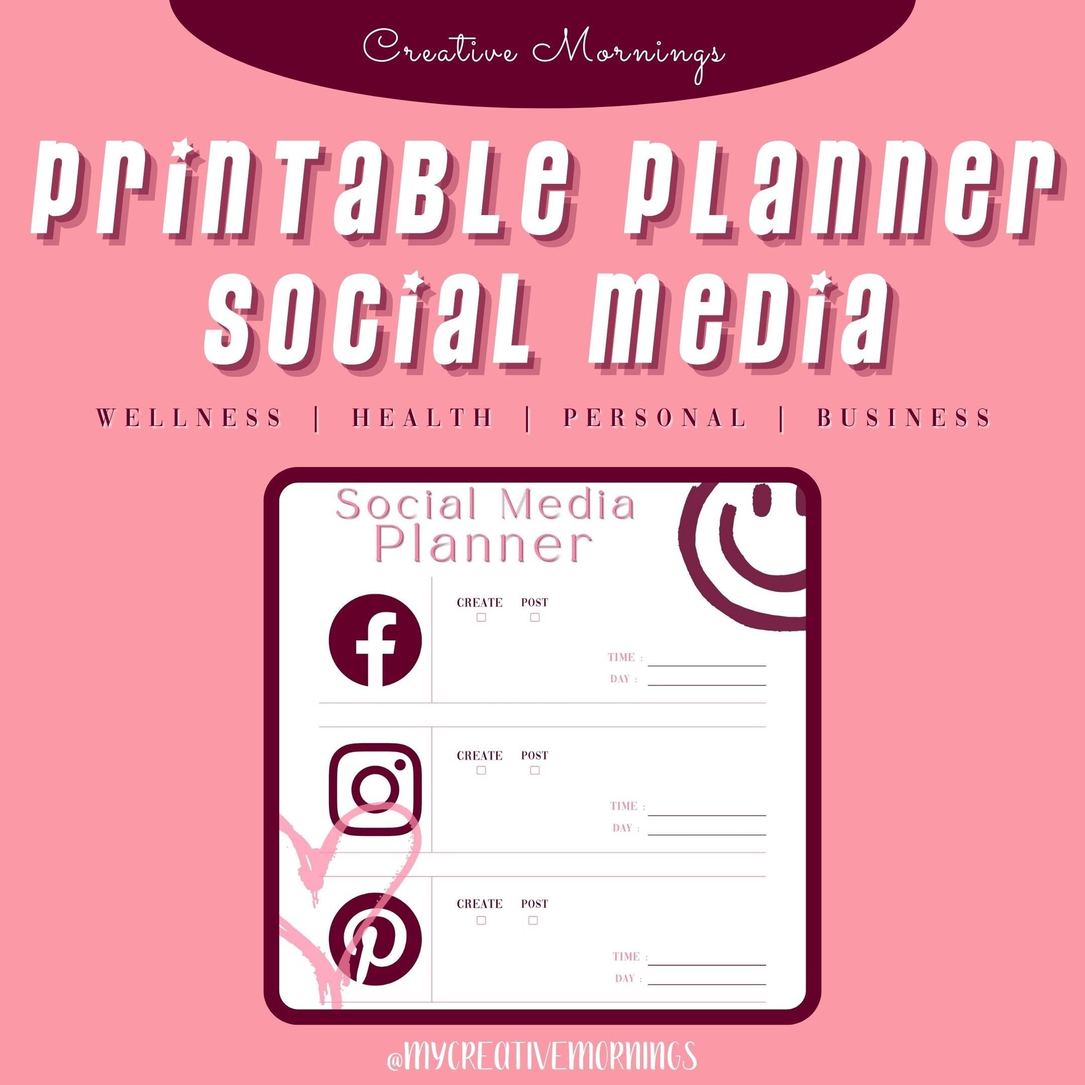 Digital Printable Daily Social Media Post Planner - Etsy